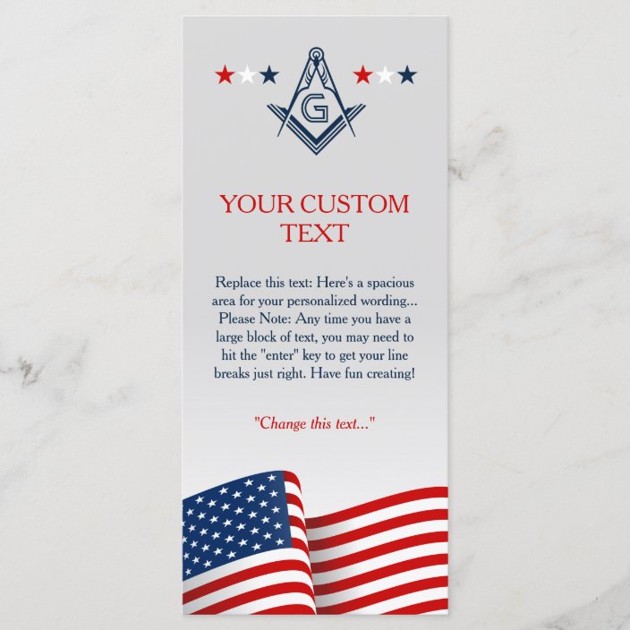 Masonic Flag Ceremony Card, American Freemason Program | Zazzle.com