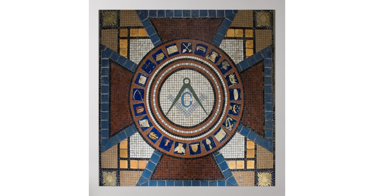 Masonic Floor Tiled Mosaic Poster | Zazzle