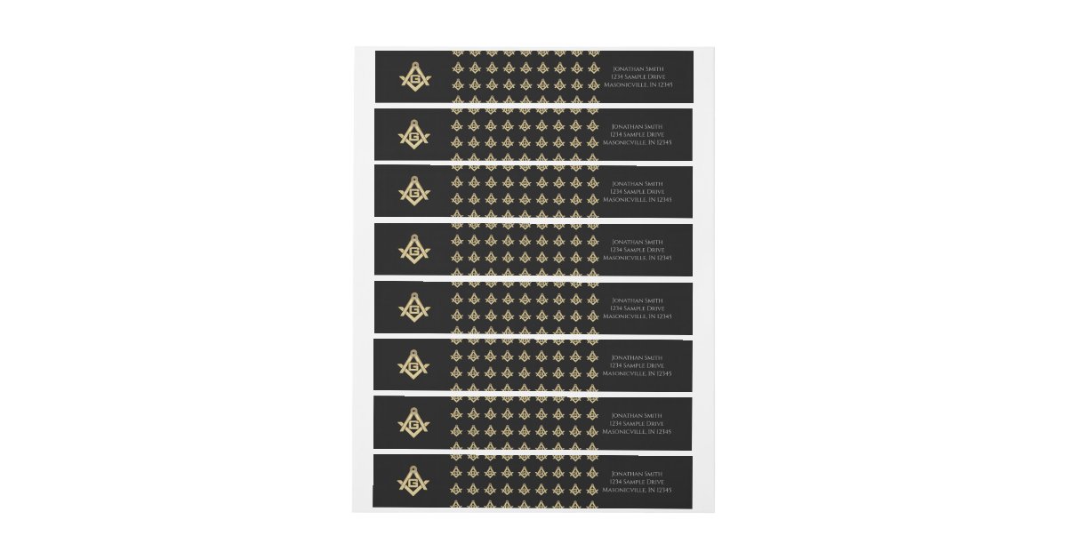 Masonic Golden Rush Wrap Around Address Label | Zazzle