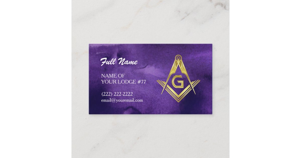 Masonic Grand Lodge Business Cards | Purple & Gold | Zazzle