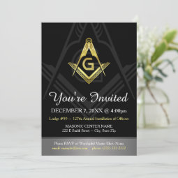 Masonic Invitation Template | Black, Gold & Silver | Zazzle
