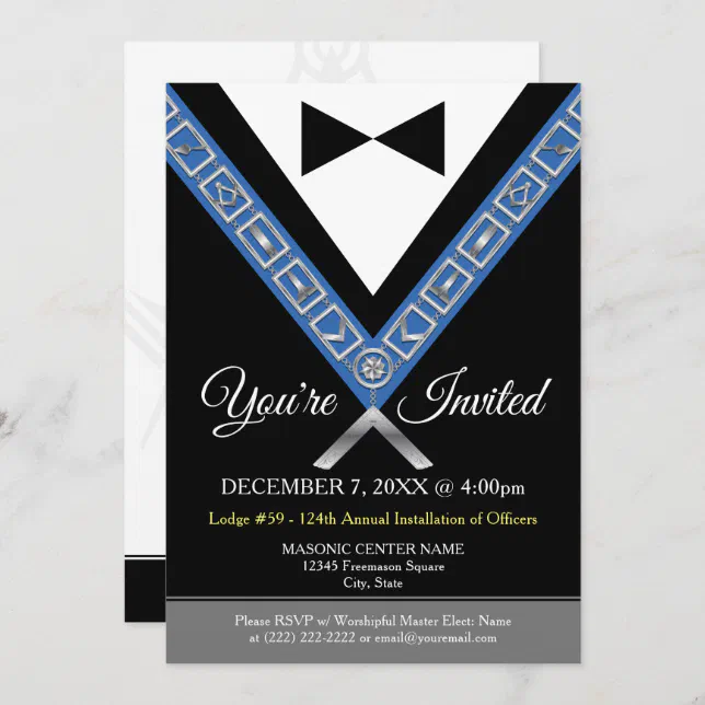 Masonic Invitations | Freemason Tuxedo Jewel | Zazzle
