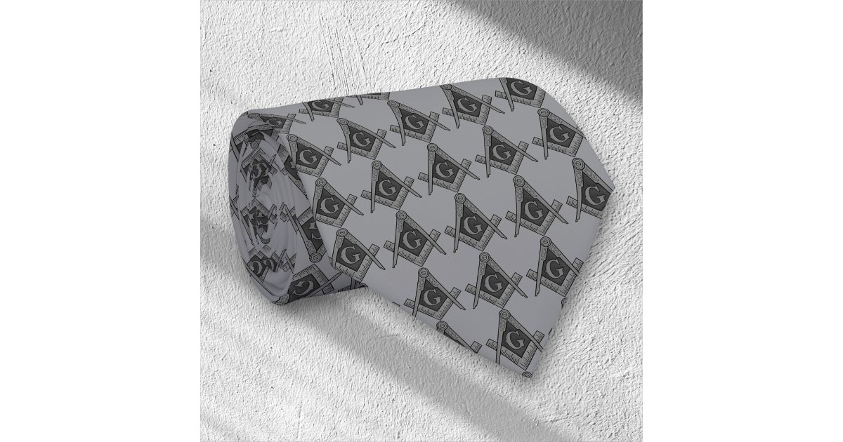 Masonic Masonry Freemason Grey Pattern Neck Tie | Zazzle