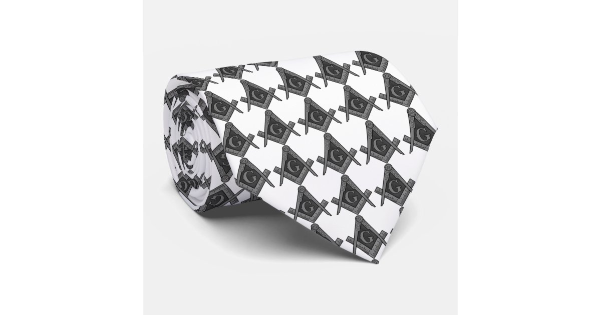 Masonic Masonry Freemason White Pattern Neck Tie | Zazzle