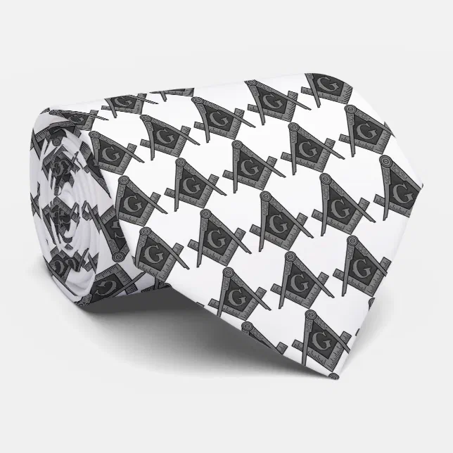 Masonic Masonry Freemason White Pattern Neck Tie | Zazzle