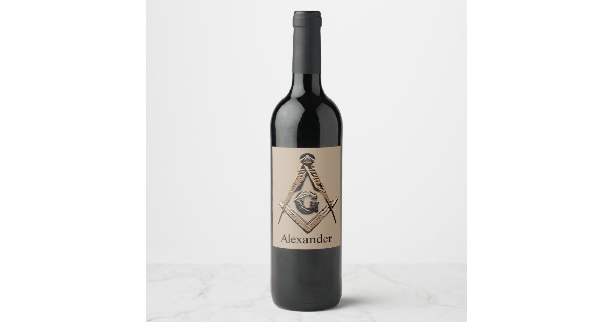 Masonic Minds (Golden) Wine Label | Zazzle