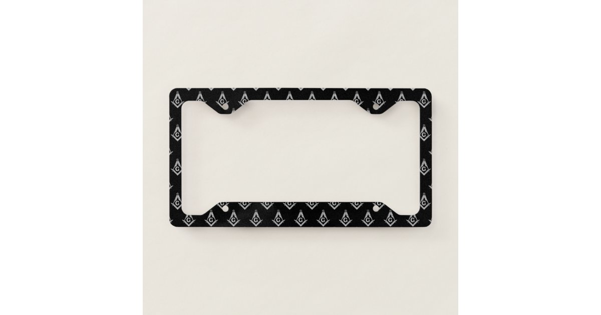 Masonic Pattern (Black) License Plate Frame | Zazzle