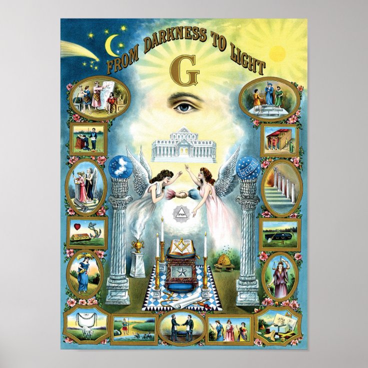 Masonic Poster From Darkness to Light Freemasonry | Zazzle
