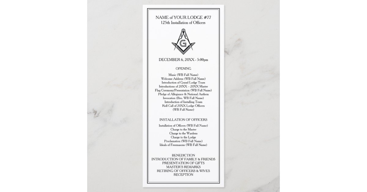 Masonic Rack Card Program Guide Template | Zazzle