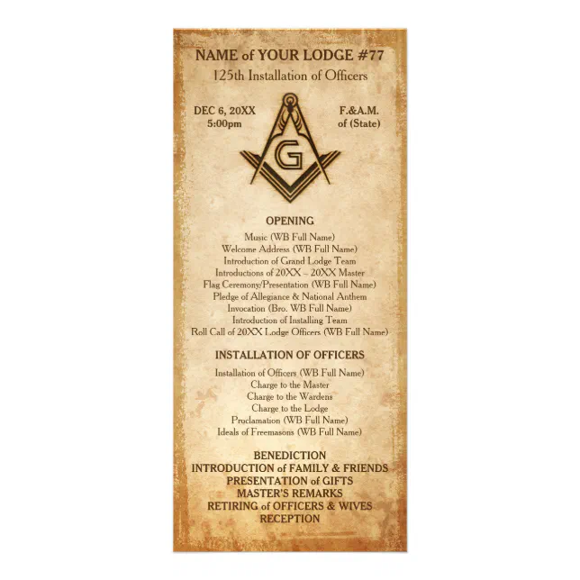 Masonic Rack Card Template | Old Rustic Parchment | Zazzle