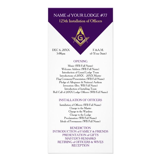 Masonic Rack Card Template | Purple & Gold | Zazzle.com