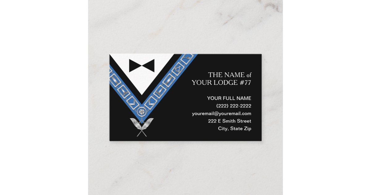 Masonic Secretary Freemason Officer Jewels Business Card | Zazzle