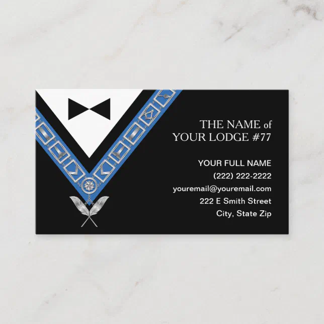 Masonic Secretary Freemason Officer Jewels Business Card | Zazzle