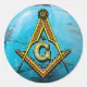 Masonic Square & Compass Turquoise Classic Round Sticker | Zazzle