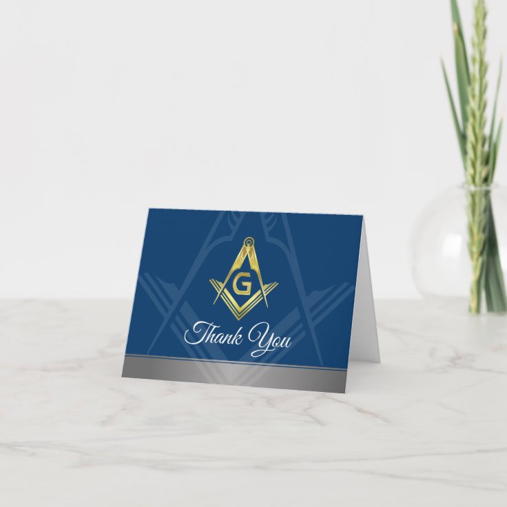 Masonic Thank You Cards | Navy Blue Gold Freemason | Zazzle