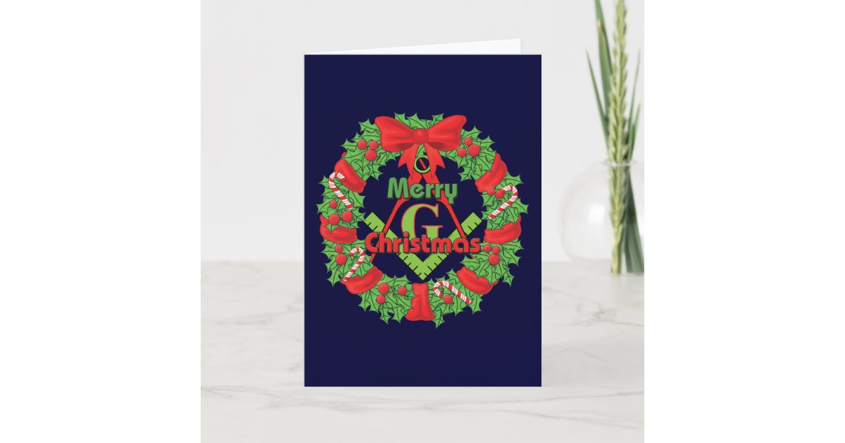 Masonic Wreath Holiday Card | Zazzle