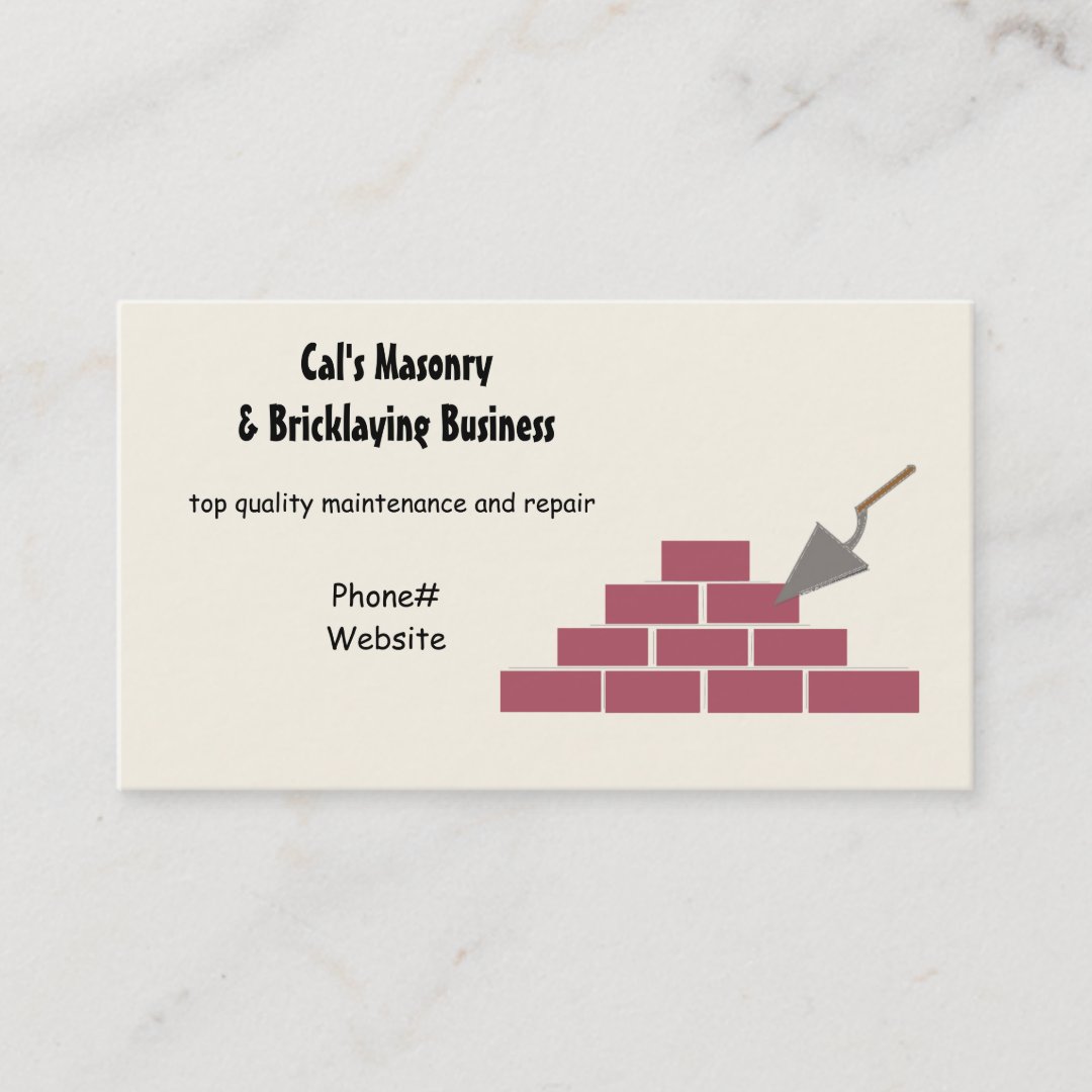 Masonry and Bricklaying Services Business Card | Zazzle