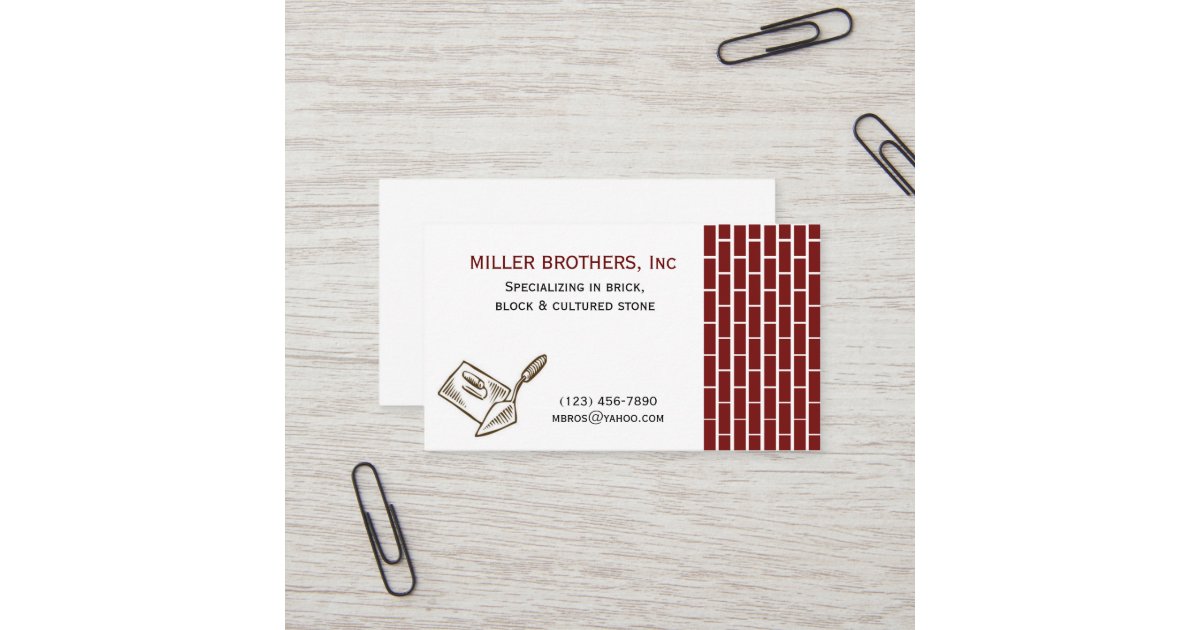 MASONRY Brick Construction Builder Business Card | Zazzle