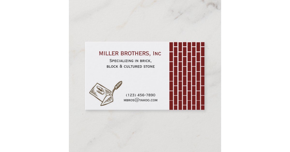 MASONRY Brick Construction Builder Business Card | Zazzle.com