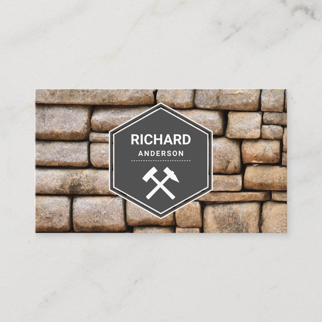 Masonry Construction Stone Wall Stoneworks Business Card | Zazzle