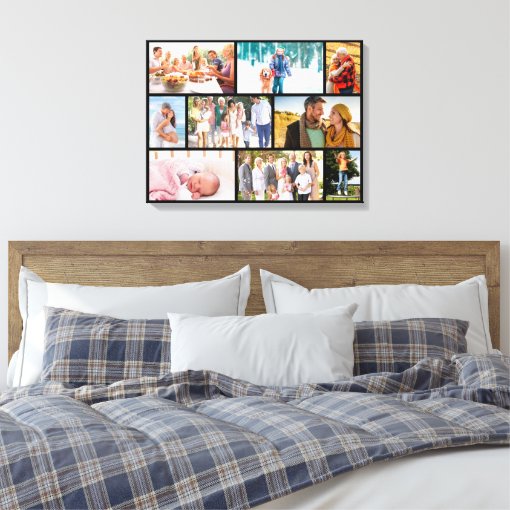 Masonry Style Family Photo Collage Black Canvas Print | Zazzle