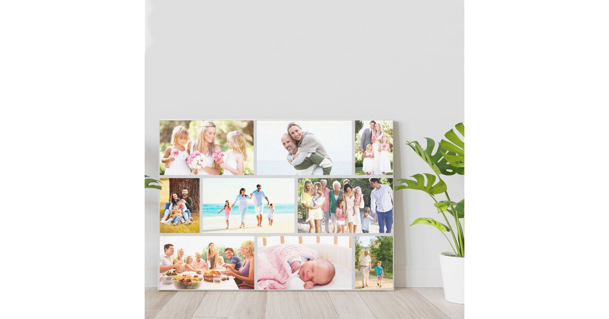 Masonry Style Family Photo Collage Grey Canvas Print | Zazzle