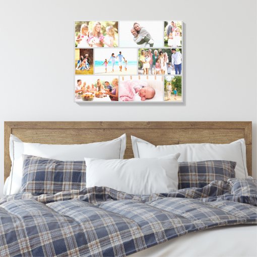 Masonry Style Family Photo Collage Grey Canvas Print | Zazzle