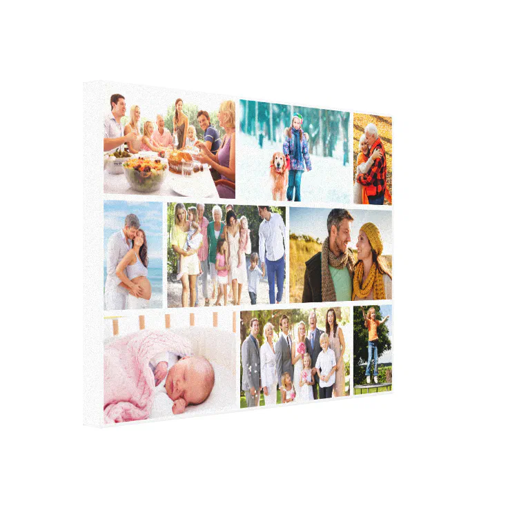 Masonry Style Family Photo Collage White Canvas Print | Zazzle