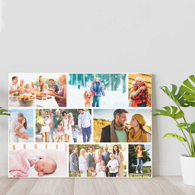 Masonry Style Family Photo Collage White Canvas Print | Zazzle