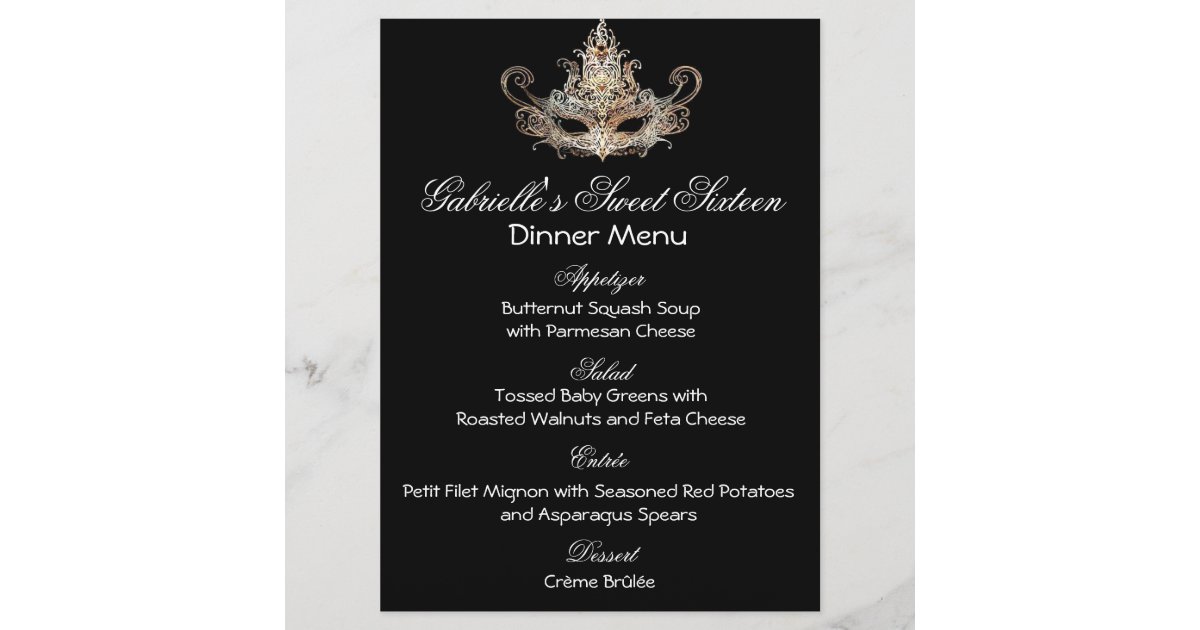Masquerade Ball Dinner Menu | Zazzle.com