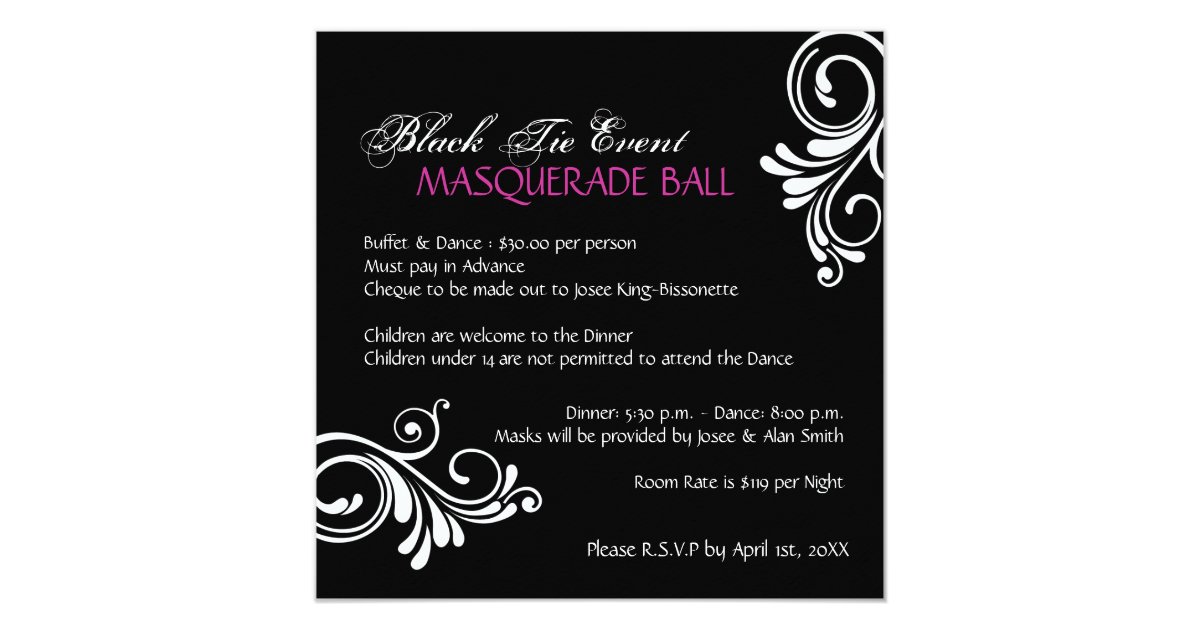 Masquerade Ball Invitation Sample