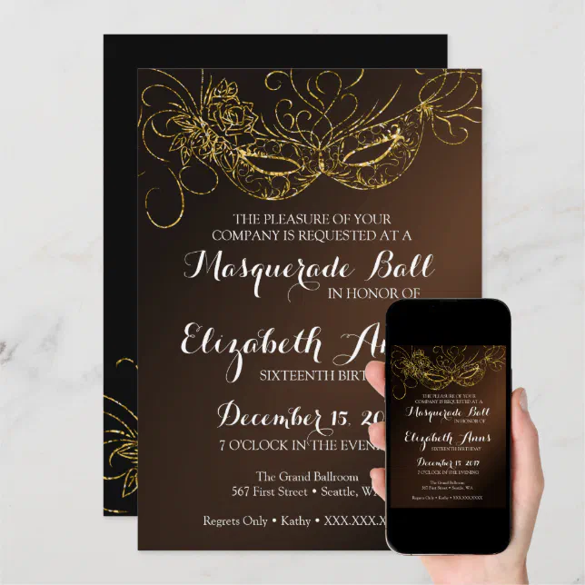 Masquerade Ball Party Invitation 5x7 | Zazzle