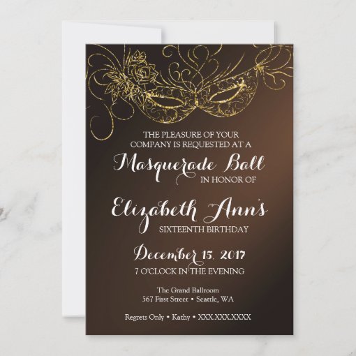 Masquerade Ball Party Invitation 5x7 | Zazzle