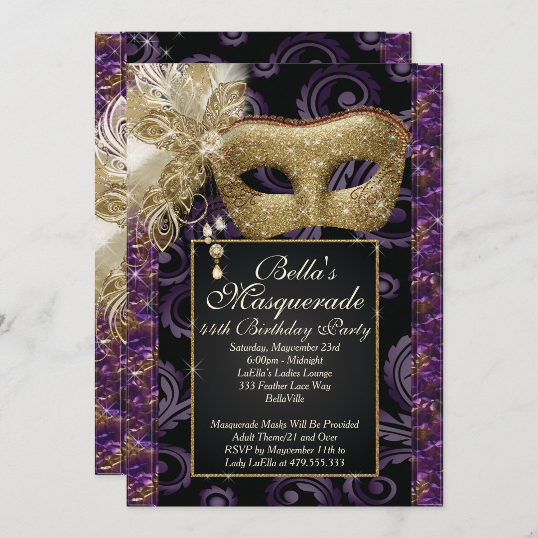 Masquerade Birthday Event Party Invitations | Zazzle