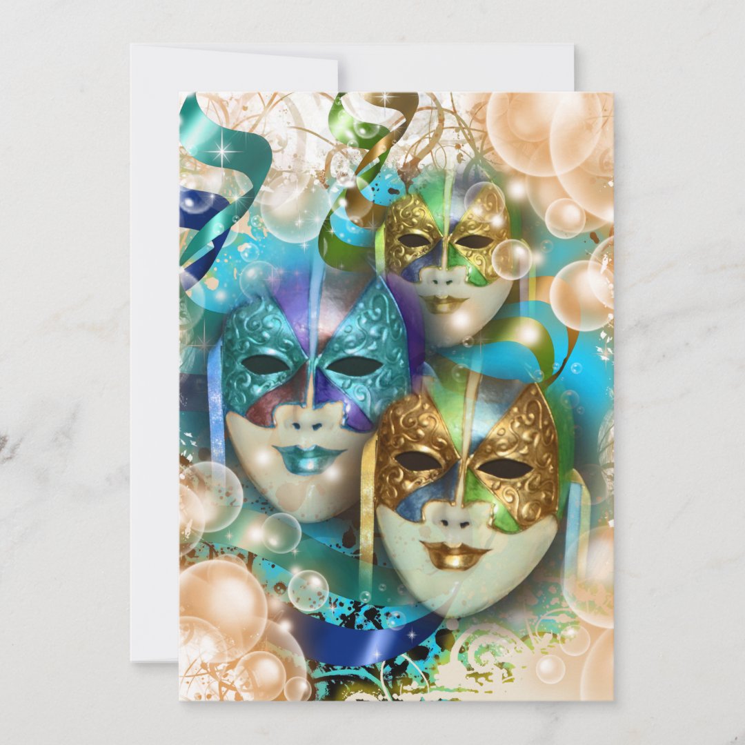 Masquerade birthday masked theme PERSONALIZE Invitation | Zazzle