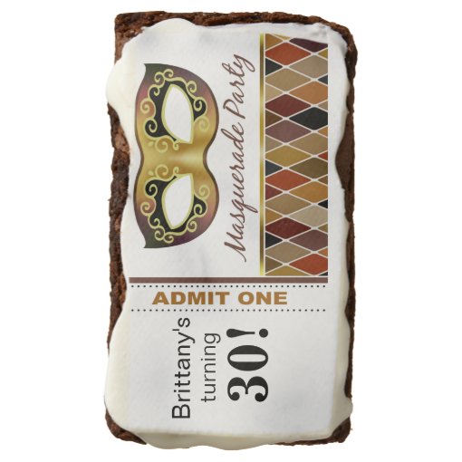 Masquerade Birthday Party Admit One | bronze Brownie | Zazzle