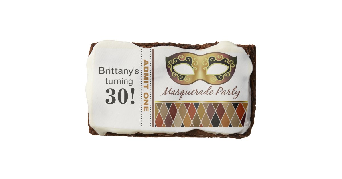 Masquerade Birthday Party Admit One | bronze Brownie | Zazzle