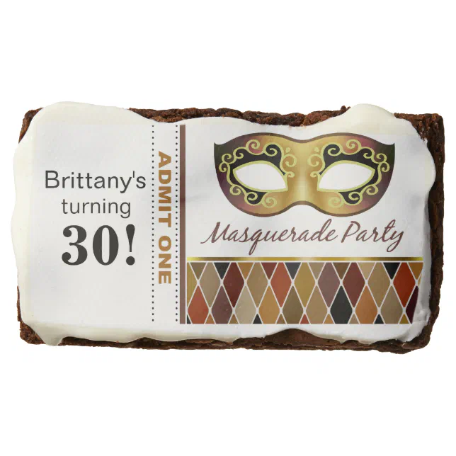 Masquerade Birthday Party Admit One | bronze Brownie | Zazzle