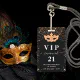 Masquerade black gold glitter vip invitation badge | Zazzle