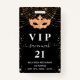 Masquerade black gold glitter vip invitation badge | Zazzle