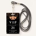 Masquerade black gold glitter vip invitation badge | Zazzle