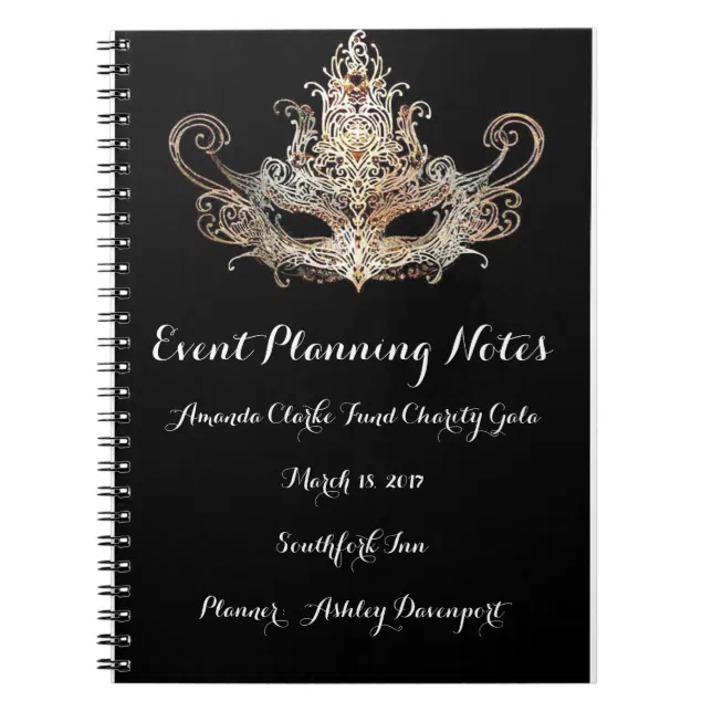 Masquerade Event Planner Notes Notebook | Zazzle