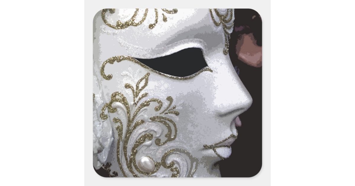 MASQUERADE (GOLD) SQUARE STICKER | Zazzle