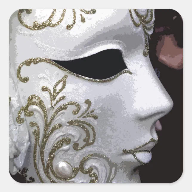 MASQUERADE (GOLD) SQUARE STICKER | Zazzle