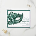 Masquerade Green Mask | Mardi Gras Graduation Invitation Postcard | Zazzle