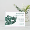 Masquerade Green Mask | Vibrant Emerald Graduation Invitation | Zazzle