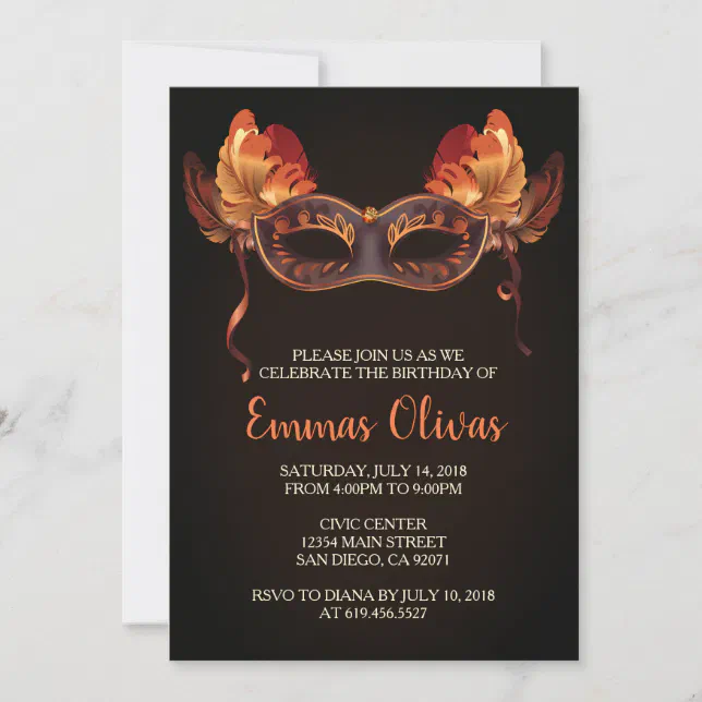 Masquerade Invitations, Ball Party Invitation | Zazzle