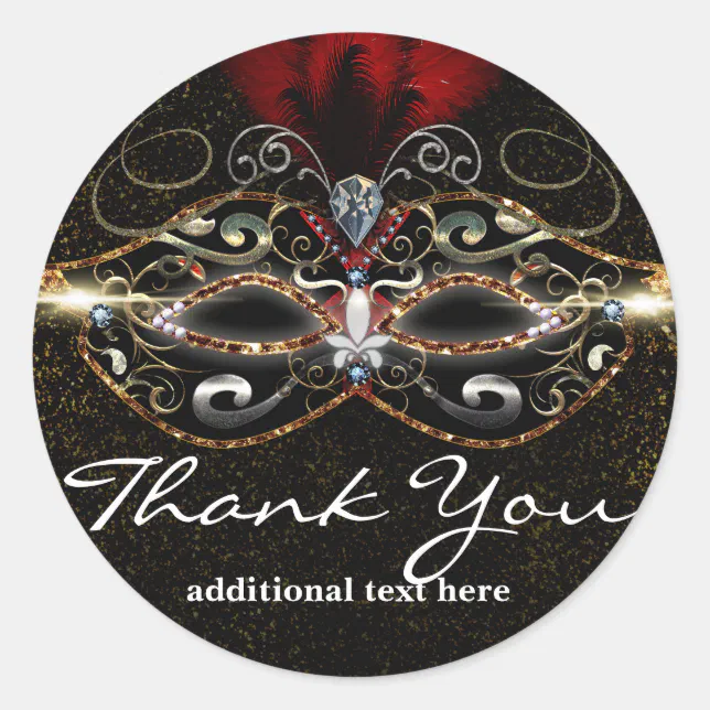 Masquerade Mask Red Elegant Party Favor Sticker | Zazzle