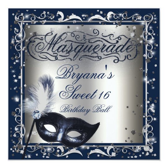 Masquerade Mask Silver Royal Blue Birthday Party Invitation Zazzle masquerade-mask-silver-royal-blue-birthday-party-invitation-zazzle