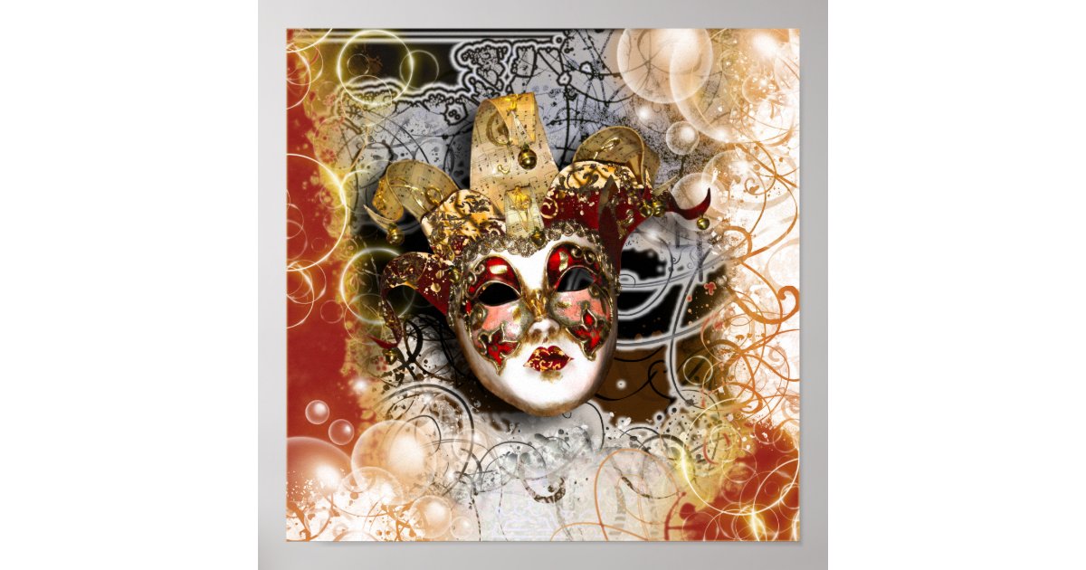 Masquerade mask venetian mardi gras party poster | Zazzle